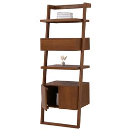 Teak-Leiterregal MCW-M86, Badschrank Badregal Badezimmer, hochwertiges B-Grade-Teak (Kernholz, 20-30 Jahre), 170x60x45cm