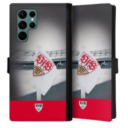 DeinDesign Galaxy S22 Ultra Handy Klapph&uuml;lle Handyh&uuml;lle aus Kunst Leder schwarz Flip Case Vfb Stuttgart Bundesliga Official Licensed Product Sideflip mit langer 