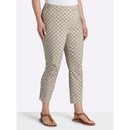 sheego Gro&szlig;e Gr&ouml;&szlig;en Bengalinhose mit Schlitzen am Bein, sand-dunkeltaupe-bedruckt, Gr&ouml;&szlig;e 52 - Damen