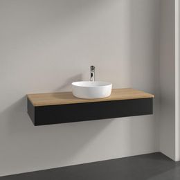 Villeroy & Boch Villeroy und Boch Antao Waschtisch-Unterschrank K10151PD 120x19x50cm, Hahnloch, Waschbeckenplattenfarbe honey oak, black matt lacquer
