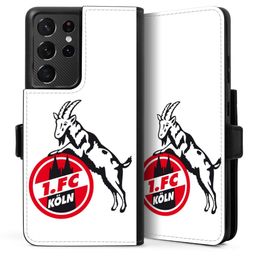 DeinDesign Galaxy S21 Ultra 5G Handy Klapph&uuml;lle Handyh&uuml;lle aus Kunst Leder schwarz Flip Case Official Licensed Product Coat Of Arms 1. Fc K&ouml;ln Sideflip mit 