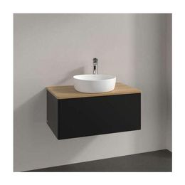 Villeroy & Boch Villeroy und Boch Antao Waschtisch-Unterschrank K30051PD 80x36x50cm, Hahnloch, Waschbeckenplattenfarbe honey oak, black matt lacquer