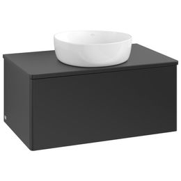 Villeroy & Boch Villeroy und Boch Antao Waschtisch-Unterschrank K30050PD 80x36x50cm, Hahnloch, Waschbeckenplattenfarbe Lack, black matt lacquer