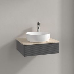 Villeroy & Boch Villeroy und Boch Antao Waschtisch-Unterschrank K07153GK 60x19x50cm, Hahnloch, Waschbeckenplattenfarbe botticino, anthracite matt lacquer
