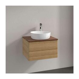 Villeroy & Boch Villeroy und Boch Antao Waschtisch-Unterschrank L18112HN mit Beleuchtung, 2 Ausz&uuml;ge, 600 x 360 x 500 mm, Front mit Struktur, Honey Oak / Warm Walnut