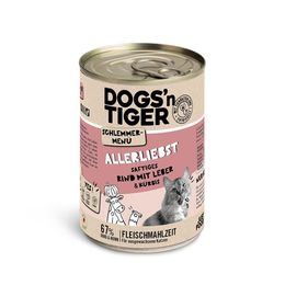 Dogs'n Tiger Schlemmermen&uuml; Allerliebst Rind & K&uuml;rbis Katzen-Nassfutter ohne Getreide und Zucker 6x400g