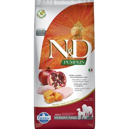 Farmina N&D Pumpkin Dog Huhn Adult Medium Maxi Hunde-Trockenfutter mit K&uuml;rbis 12kg