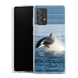 DeinDesign Galaxy A52s 5G Handy Silikon H&uuml;lle Case wei&szlig; Handyh&uuml;lle Orca Ocean Wale Silikon Case
