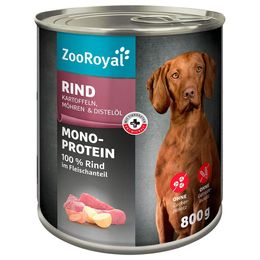 ZooRoyal Mono-Protein Rind, Kartoffeln, M&ouml;hren & Distel&ouml;l Hunde-Nassfutter getreidefrei 6x800g