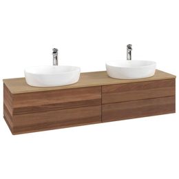 Villeroy & Boch Villeroy und Boch Antao Waschtisch-Unterschrank K28151HM 160x36x50cm, Hahnloch, Waschbeckenplattenfarbe honey oak, warm walnut