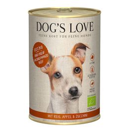 DOG&rsquo;S LOVE Dog's Love Bio Rind mit Reis, Apfel und Zucchini Hunde-Nassfutter Bio-Qualit&auml;t 6x400g