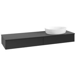 Villeroy & Boch Villeroy und Boch Antao Waschtisch-Unterschrank K16050PD 160x19x50cm, Hahnlochbohrung, Waschbeckenplattenfarbe Lack, black matt lacquer