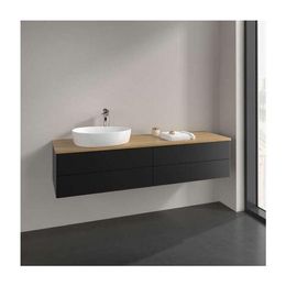 Villeroy & Boch Villeroy und Boch Antao Waschtisch-Unterschrank K26051PD 160x36x50cm, Hahnlochbohrung, Waschbeckenplattenfarbe honey oak, black matt lacquer