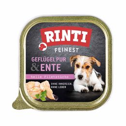 Rinti Feinest Gefl&uuml;gel pur & Ente Hunde-Nassfutter sensitive 11x150g