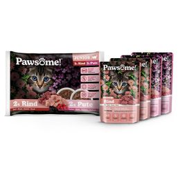 Pawsome! Junior Rind & Pute Mixpack Katzen-Nassfutter getreidefrei 4x85g