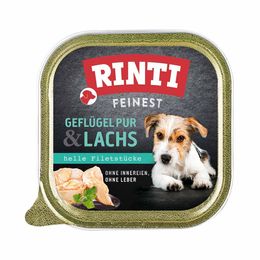 Rinti Feinest Gefl&uuml;gel pur & Lachs Hunde-Nassfutter ohne Soja 11x150g