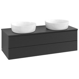 Villeroy & Boch Villeroy und Boch Antao Waschtisch-Unterschrank K24150PD 120x36x50cm, Hahnloch, Waschbeckenplattenfarbe Lack, black matt lacquer