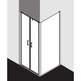 Kermi Liga Pendelt&uuml;r in Nische LIPTD08018VAK 80x185cm, silber hochglanz, ESG klar, auf Duschwanne