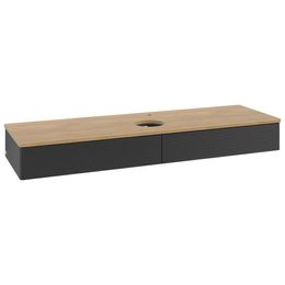 Villeroy & Boch Villeroy und Boch Antao Waschtisch-Unterschrank K14151PD 160x19x50cm, Hahnlochbohrung, Waschbeckenplattenfarbe honey oak, black matt lacquer