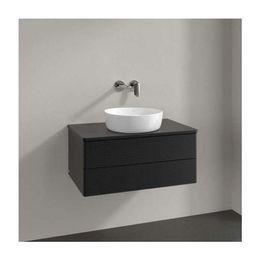 Villeroy & Boch Villeroy und Boch Antao Waschtisch-Unterschrank K19110PD 80x36x50cm, Waschbeckenplattenfarbe Lack, black matt lacquer