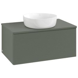 Villeroy & Boch Villeroy und Boch Antao Waschtisch-Unterschrank K30150HL 80x36x50cm, Hahnloch, Waschbeckenplattenfarbe Lack, leaf green matt lacquer