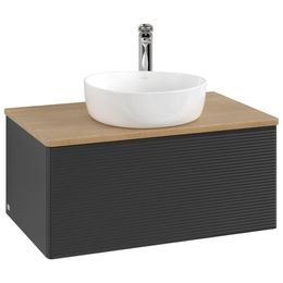 Villeroy & Boch Villeroy und Boch Antao Waschtisch-Unterschrank K30151PD 80x36x50cm, Hahnloch, Waschbeckenplattenfarbe honey oak, black matt lacquer