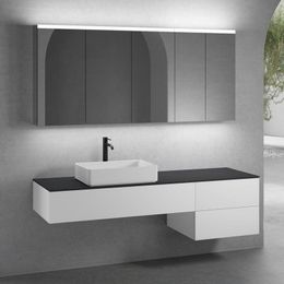 neoro n50 M&ouml;belanlage B: 180 cm mit 3 Ausz&uuml;gen, Waschtisch B: 58 cm wei&szlig; matt, mit Spiegelschrank f&uuml;r die Schweiz,,