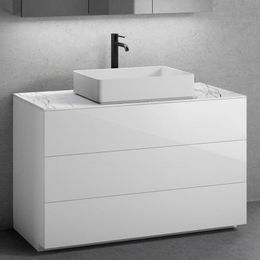 neoro n50 Unterschrank B: 120 cm mit 3 Ausz&uuml;gen, Waschtisch B: 58 cm wei&szlig; matt,, BN0065WM+BN0454WH+BN0404C1,
