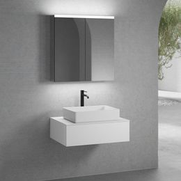 neoro n50 Unterschrank B: 80 cm mit 1 Auszug, Waschtisch B: 58 cm wei&szlig; matt, mit Spiegelschrank f&uuml;r die Schweiz,, BN0065WM+BN0412WM+BN0402WM+BN0486MI,