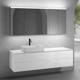 neoro n50 M&ouml;belanlage B: 180 cm mit 4 Ausz&uuml;gen, Waschtisch B: 58 cm wei&szlig; matt, mit Spiegelschrank f&uuml;r die Schweiz,,