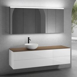 neoro n50 M&ouml;belanlage B: 180 cm mit 4 Ausz&uuml;gen, Waschtisch &Oslash; 40 cm wei&szlig; matt, mit Spiegelschrank f&uuml;r die Schweiz,,