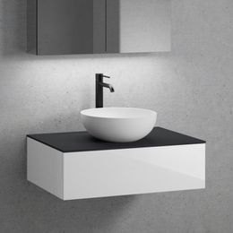 neoro n50 Unterschrank B: 80 cm mit 1 Auszug, Waschtisch &Oslash; 45 cm wei&szlig; matt,, BN0106WM+BN0412WH+BN0402BM,