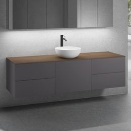 neoro n50 M&ouml;belanlage B: 180 cm mit 5 Ausz&uuml;gen, Waschtisch &Oslash; 40 cm wei&szlig; matt,, BN0064WM+2#BN0421GR+BN0431GR+BN0409WL,