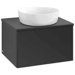 Villeroy & Boch Villeroy und Boch Antao Waschtisch-Unterschrank K29050PD 60x36x50cm, Hahnloch, Waschbeckenplattenfarbe Lack, black matt lacquer