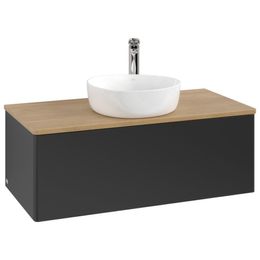 Villeroy & Boch Villeroy und Boch Antao Waschtisch-Unterschrank K31051PD 100x36x50cm, Hahnloch, Waschbeckenplattenfarbe honey oak, black matt lacquer