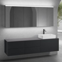 neoro n50 M&ouml;belanlage B: 200 cm mit 5 Ausz&uuml;gen, Waschtisch B: 58 cm wei&szlig; matt, mit Spiegelschrank f&uuml;r die Schweiz,,