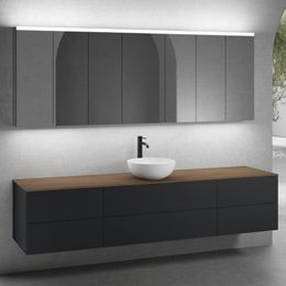 neoro n50 M&ouml;belanlage B: 220 cm mit 6 Ausz&uuml;gen, Waschtisch &Oslash; 45 cm wei&szlig; matt, mit Spiegelschrank f&uuml;r die Schweiz,,