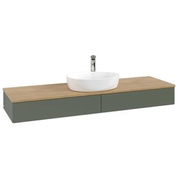 Villeroy & Boch Villeroy und Boch Antao Waschtisch-Unterschrank K14051HL 160x19x50cm, Hahnlochbohrung, Waschbeckenplattenfarbe honey oak, leaf green matt lacquer