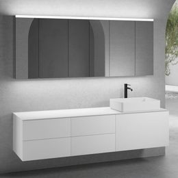 neoro n50 M&ouml;belanlage B: 200 cm mit 5 Ausz&uuml;gen, Waschtisch B: 58 cm wei&szlig; matt, mit Spiegelschrank f&uuml;r die Schweiz,,