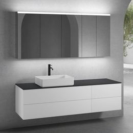 neoro n50 M&ouml;belanlage B: 180 cm mit 4 Ausz&uuml;gen, Waschtisch B: 58 cm wei&szlig; matt, mit Spiegelschrank f&uuml;r die Schweiz,,