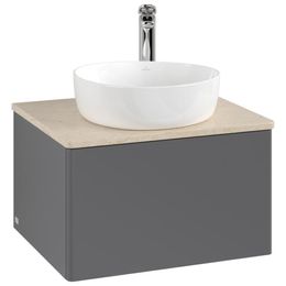 Villeroy & Boch Villeroy und Boch Antao Waschtisch-Unterschrank K29053GK 60x36x50cm, Hahnloch, Waschbeckenplattenfarbe botticino, anthracite matt lacquer