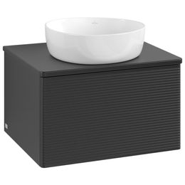 Villeroy & Boch Villeroy und Boch Antao Waschtisch-Unterschrank K29150PD 60x36x50cm, Hahnloch, Waschbeckenplattenfarbe Lack, black matt lacquer