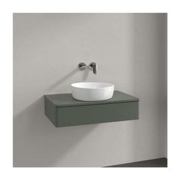 Villeroy & Boch Villeroy und Boch Antao Waschtisch-Unterschrank K08050HL 80x19x50cm, Hahnloch, Waschbeckenplattenfarbe Lack, leaf green matt lacquer