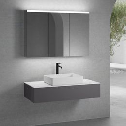 neoro n50 Unterschrank B: 120 cm mit 1 Auszug, Waschtisch B: 58 cm wei&szlig; matt, mit Spiegelschrank f&uuml;r die Schweiz,,