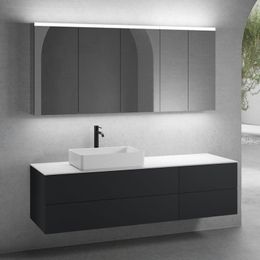neoro n50 M&ouml;belanlage B: 180 cm mit 4 Ausz&uuml;gen, Waschtisch B: 58 cm wei&szlig; matt, mit Spiegelschrank f&uuml;r die Schweiz,,
