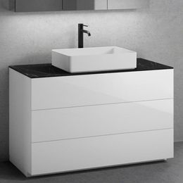 neoro n50 Unterschrank B: 120 cm mit 3 Ausz&uuml;gen, Waschtisch B: 58 cm wei&szlig; matt,, BN0065WM+BN0454WH+BN0404C2,