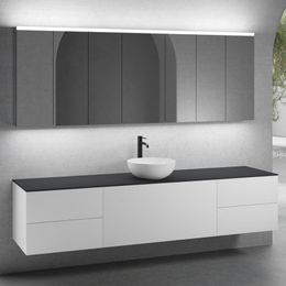 neoro n50 M&ouml;belanlage B: 220 cm mit 5 Ausz&uuml;gen, Waschtisch &Oslash; 45 cm wei&szlig; matt, mit Spiegelschrank f&uuml;r die Schweiz,,