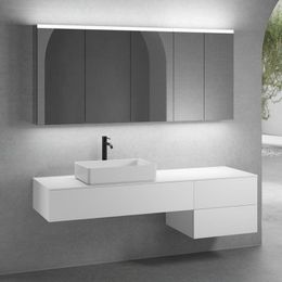 neoro n50 M&ouml;belanlage B: 180 cm mit 3 Ausz&uuml;gen, Waschtisch B: 58 cm wei&szlig; matt, mit Spiegelschrank f&uuml;r die Schweiz,,