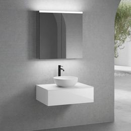 neoro n50 Unterschrank B: 80 cm mit 1 Auszug, Waschtisch &Oslash; 45 cm wei&szlig; matt, mit Spiegelschrank f&uuml;r die Schweiz,, BN0106WM+BN0412WH+BN0402WM+BN0486MI,