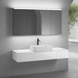 neoro n50 M&ouml;belanlage B: 160 cm mit 3 Ausz&uuml;gen, Waschtisch B: 58 cm wei&szlig; matt, mit Spiegelschrank f&uuml;r die Schweiz,,
